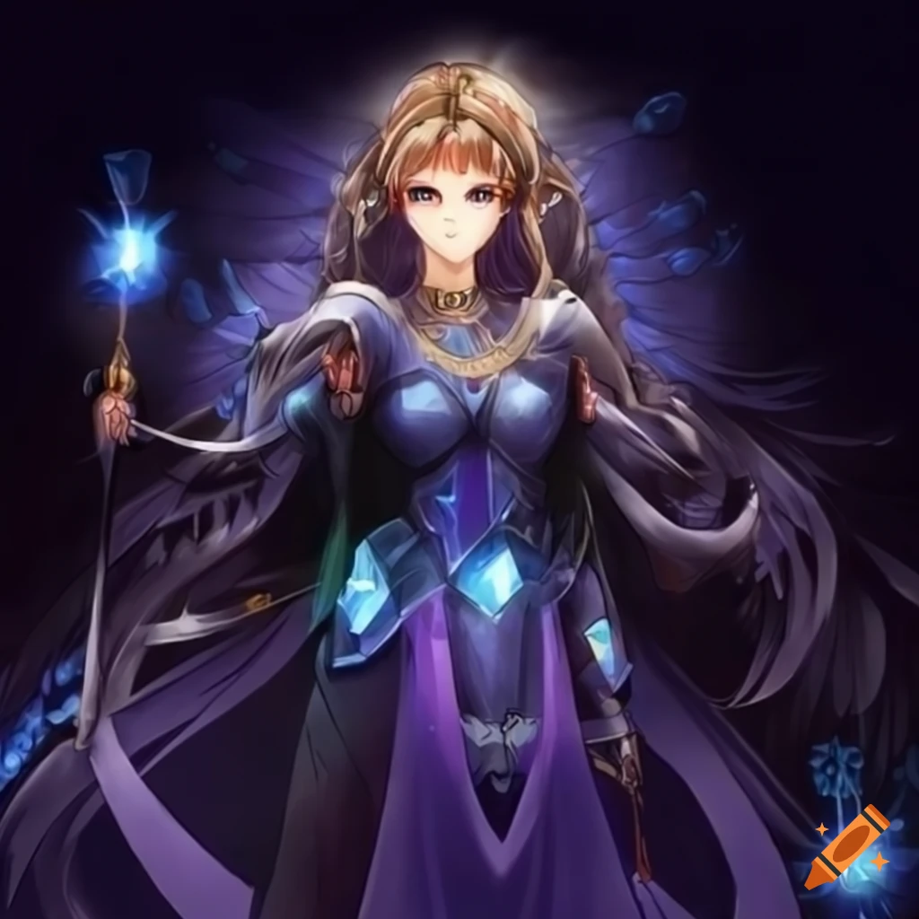 Anime goddess archangel elf commander with crystal brazier on Craiyon