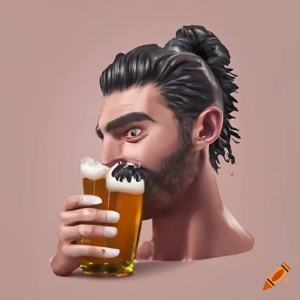 Man holding a mug of root beer on Craiyon