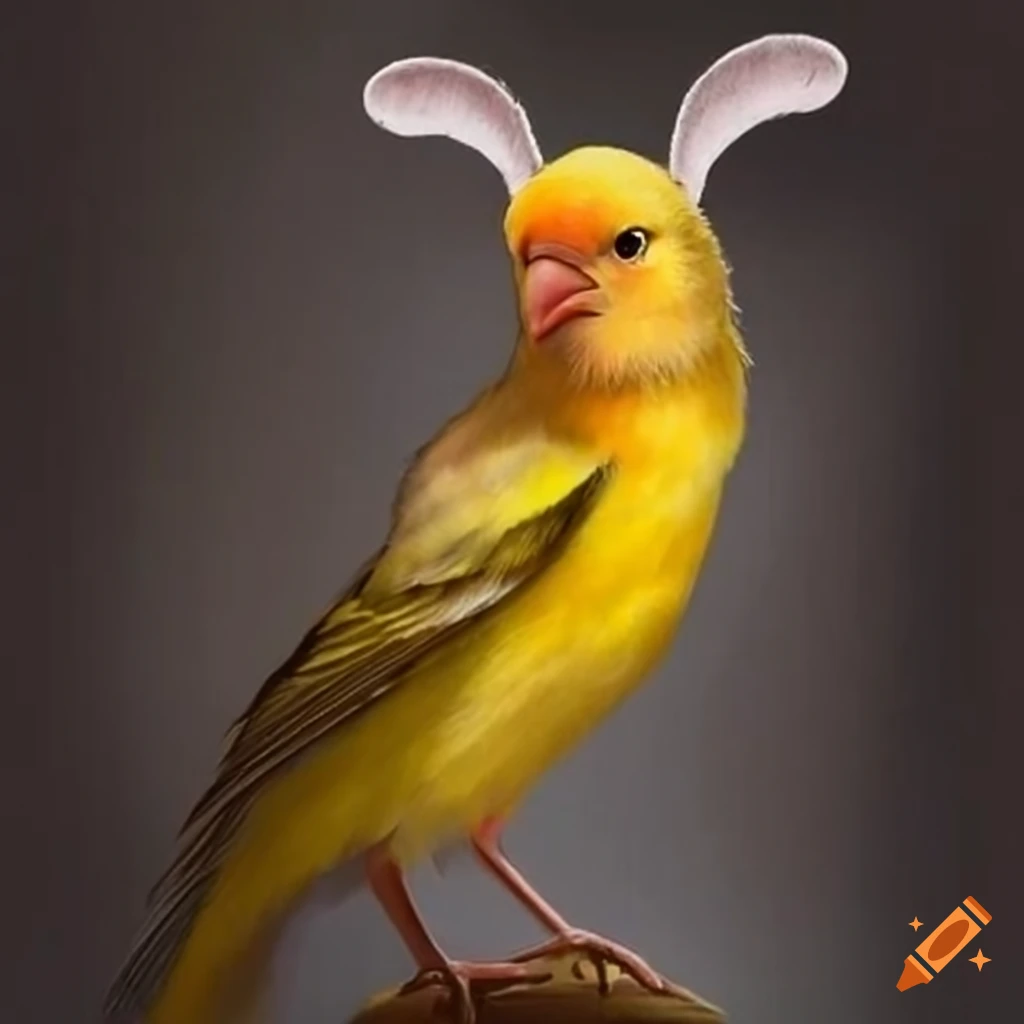 Human with canary wings and mouse ears on Craiyon