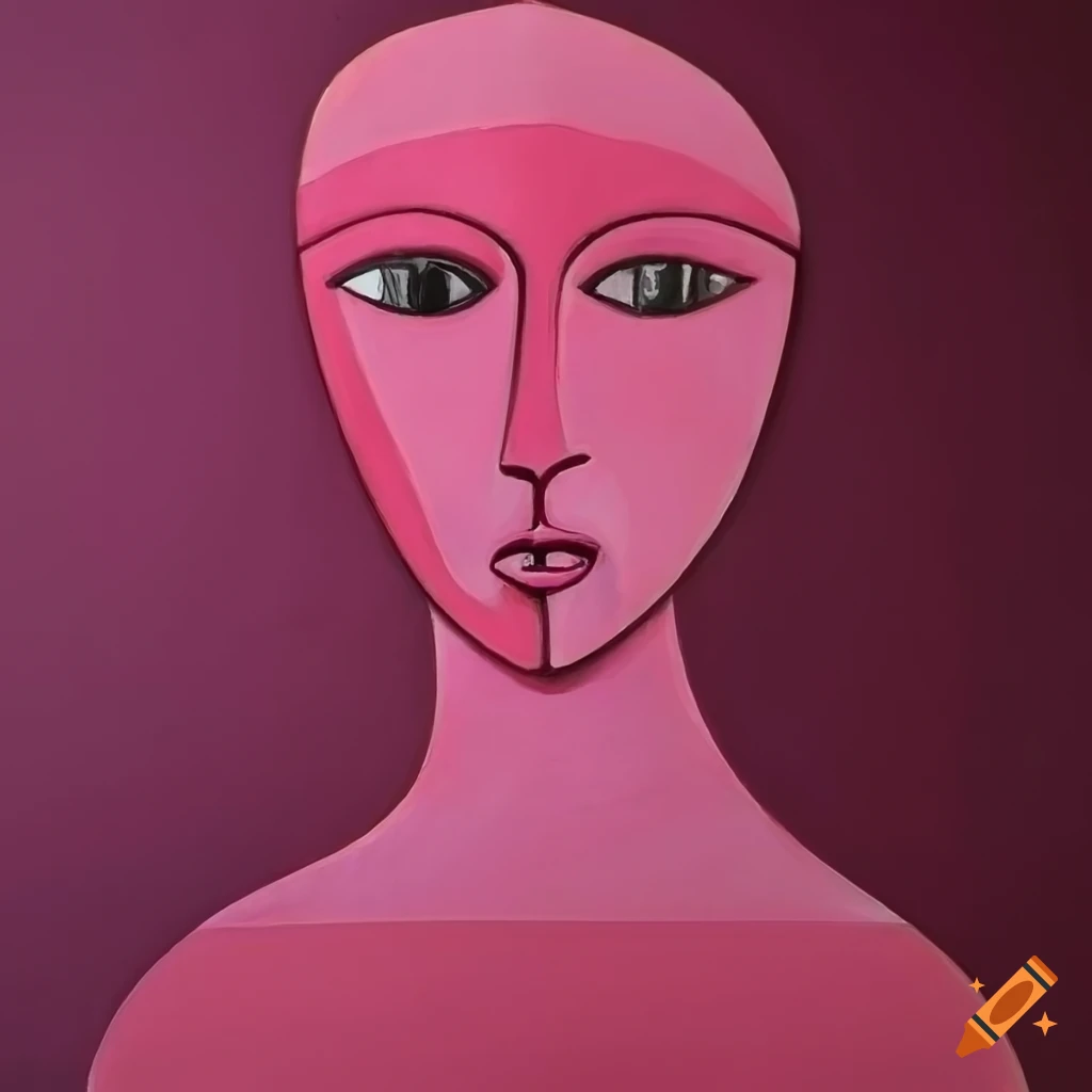 Abstract geometric cubism portrait of a pink curvy figure on Craiyon