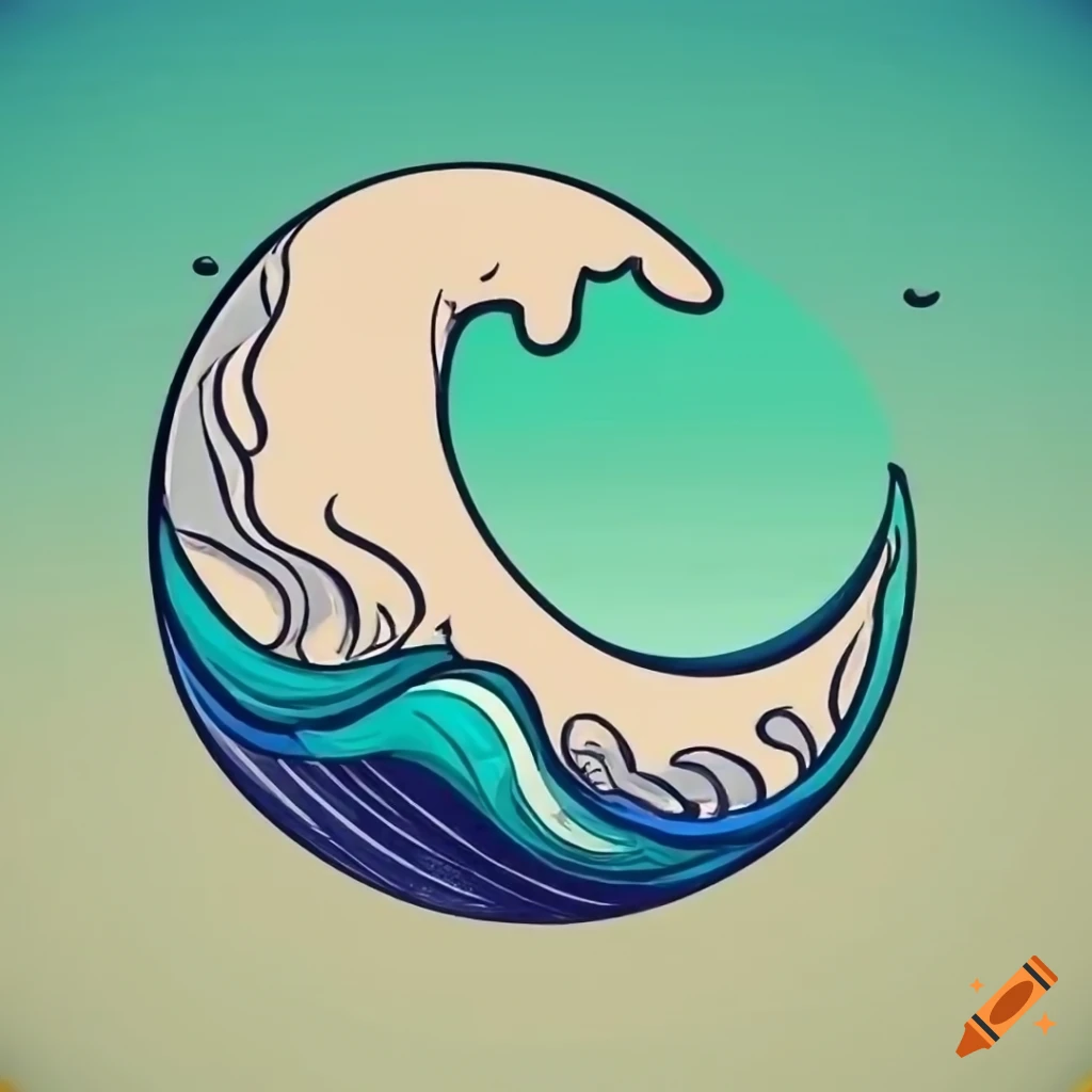 Cartoon waves logo on Craiyon