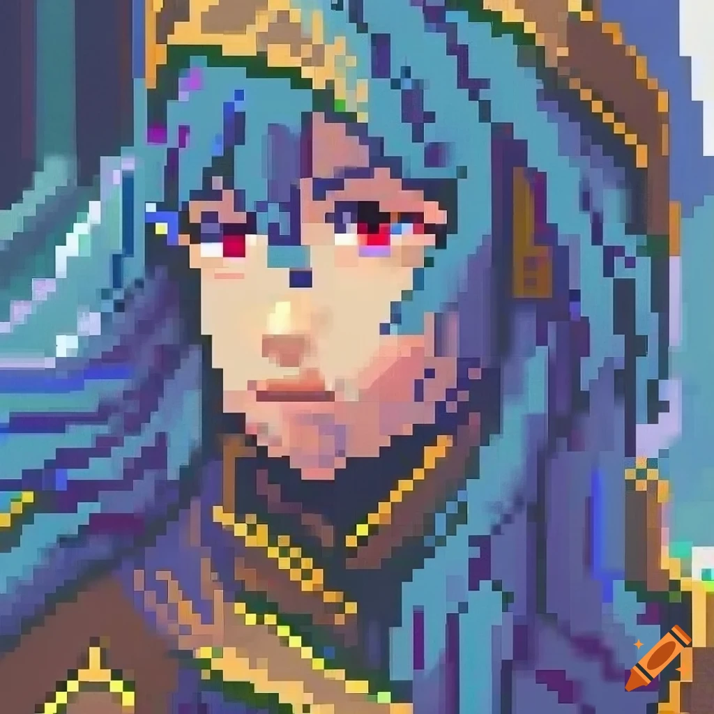 Pixel art portrait of a russian lucina from fire emblem on a medieval ...