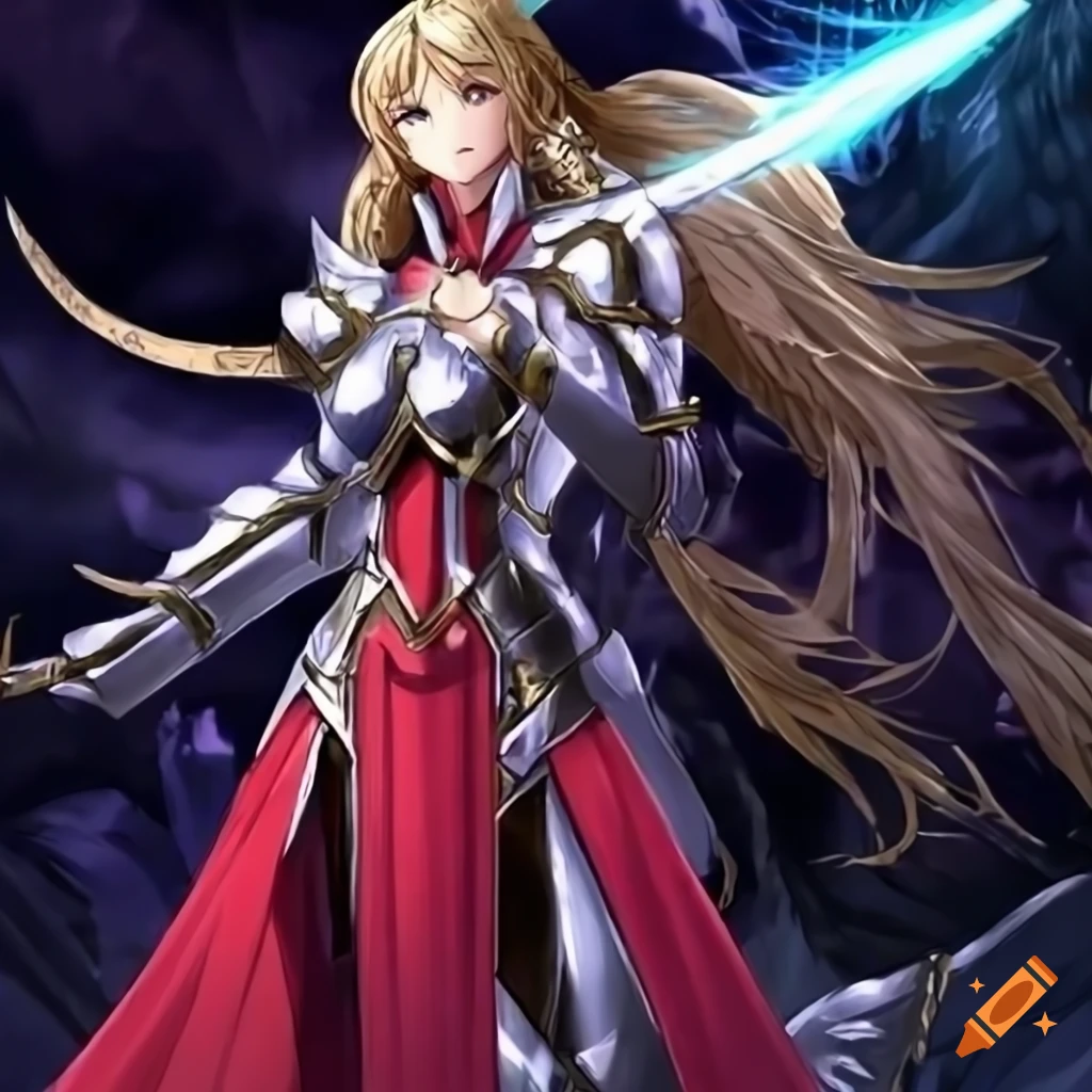 Anime goddess with crystal brazier and knight blood in a fantasy ...