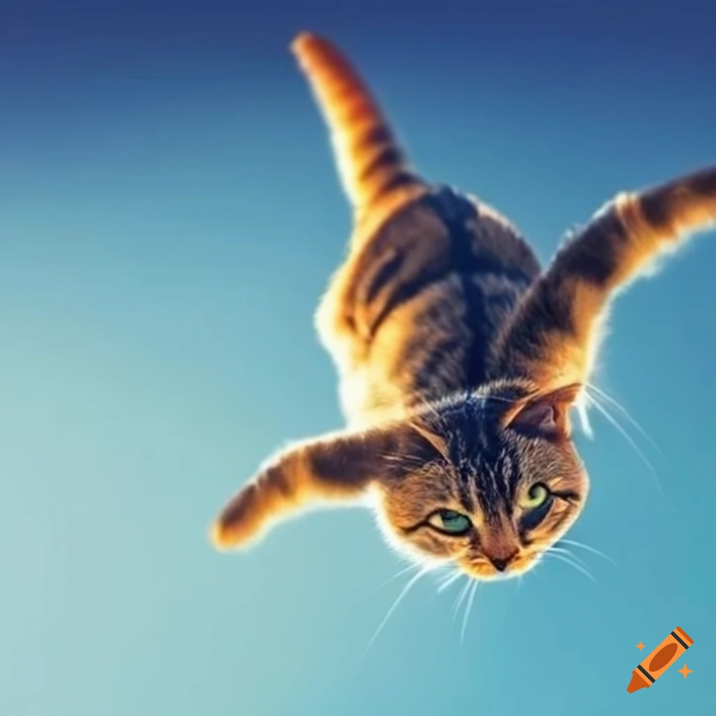 Sky with a flying cat on Craiyon