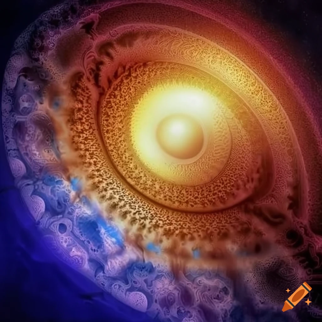 Illustration of celestial fractal patterns and the word allah on Craiyon