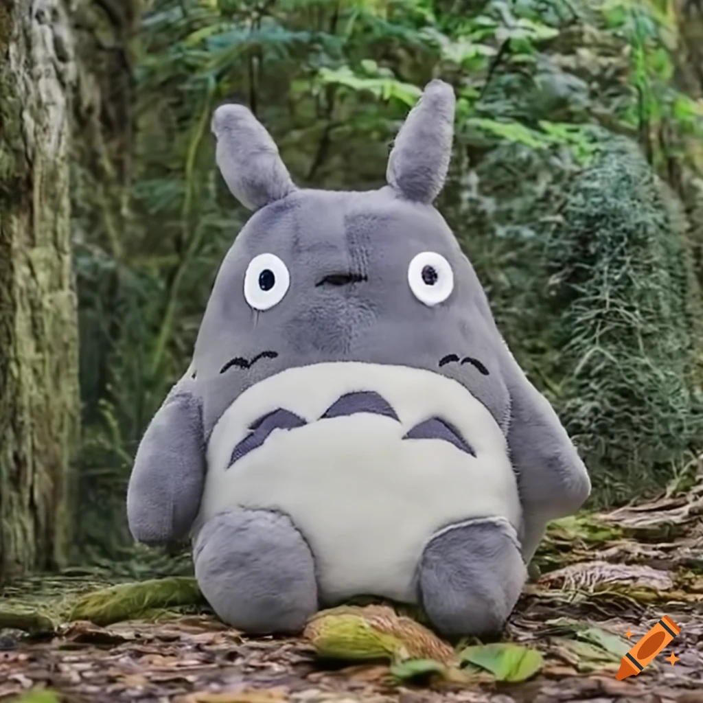 Totoro plush toy seen from the back on Craiyon