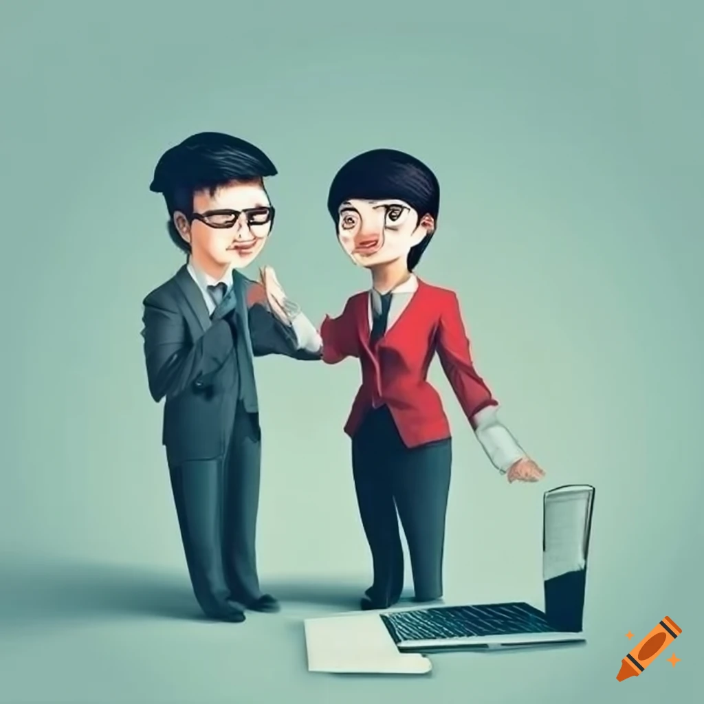 Two chinese colleagues working together on Craiyon