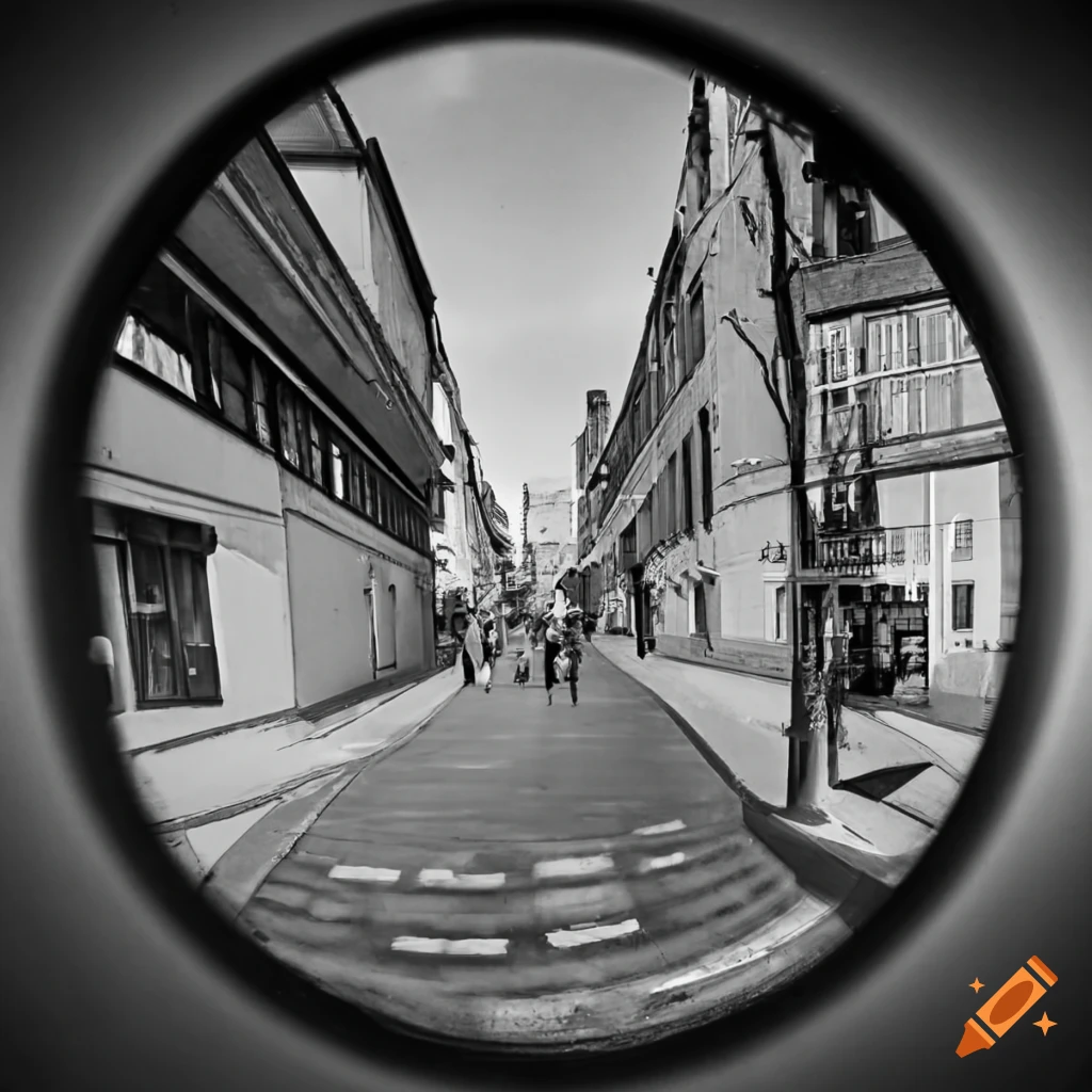 Busy bauhaus modernist city street in grayscale on Craiyon