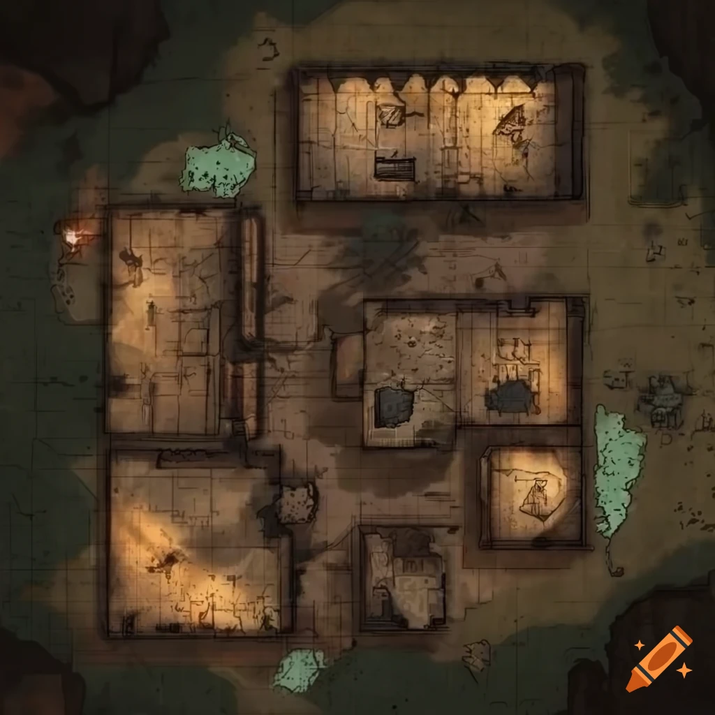 Post-apocalypse battle map for rpg on Craiyon