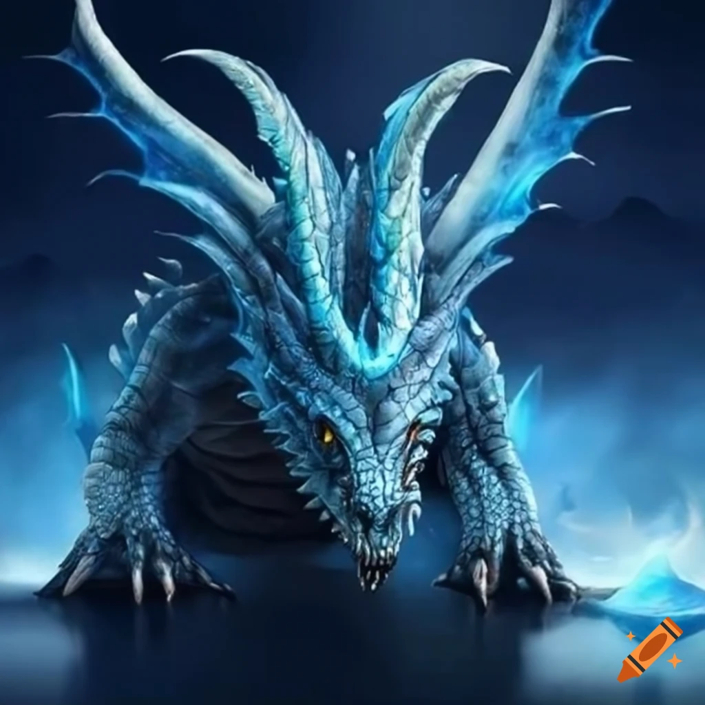 Magnificent smiling star dragon made of fire and ice on Craiyon