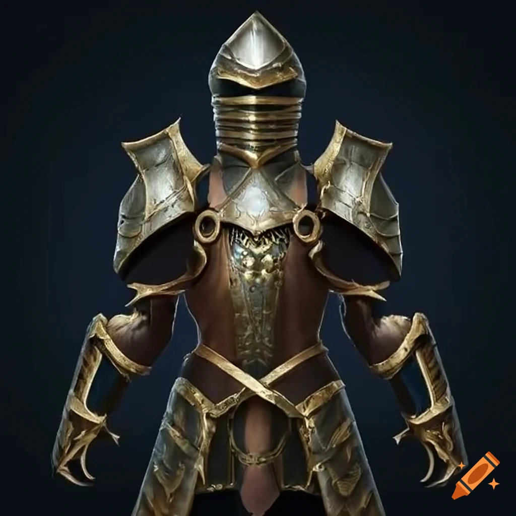 Front view of decorated magic armor on Craiyon