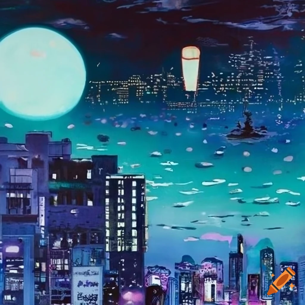 Chiho aoshima's lo-fi fantasy movie poster for midnight city on Craiyon