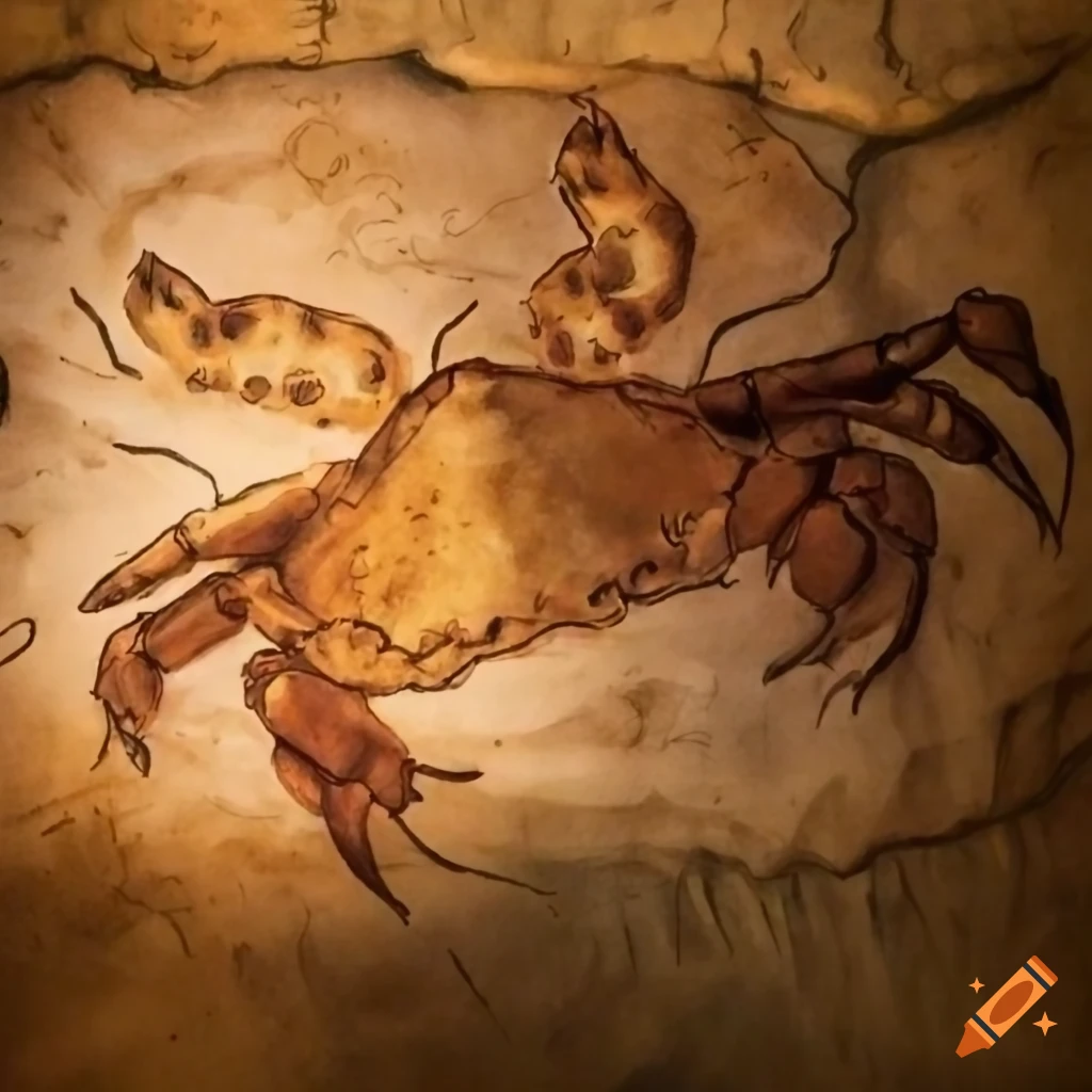 Cave drawing of a crab on Craiyon