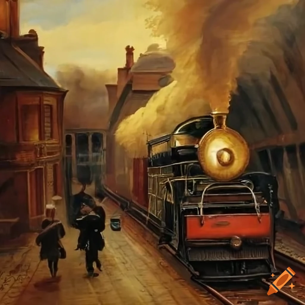 Victorian painting of a train derailing on Craiyon