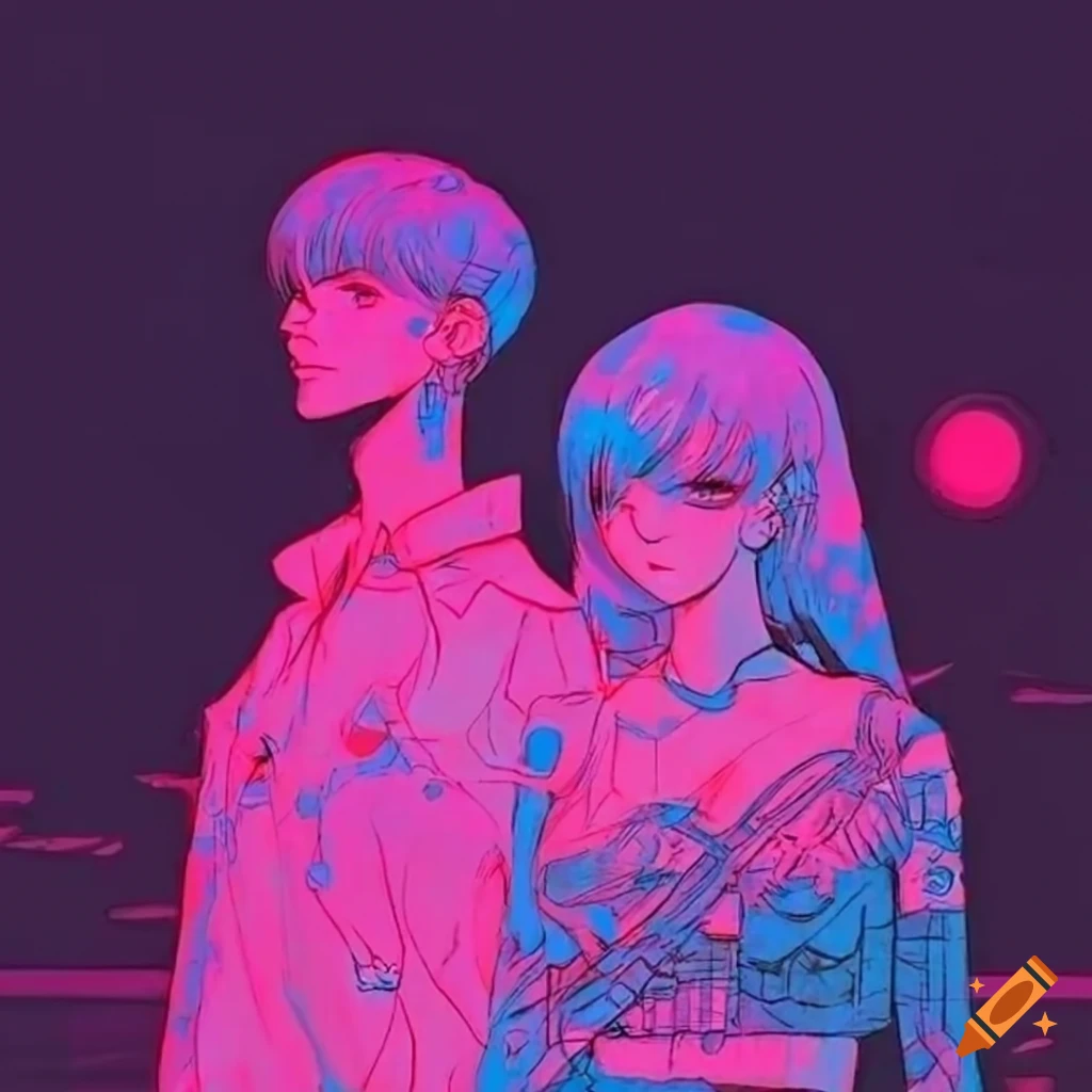 Retro manga aesthetic in vaporwave style on Craiyon
