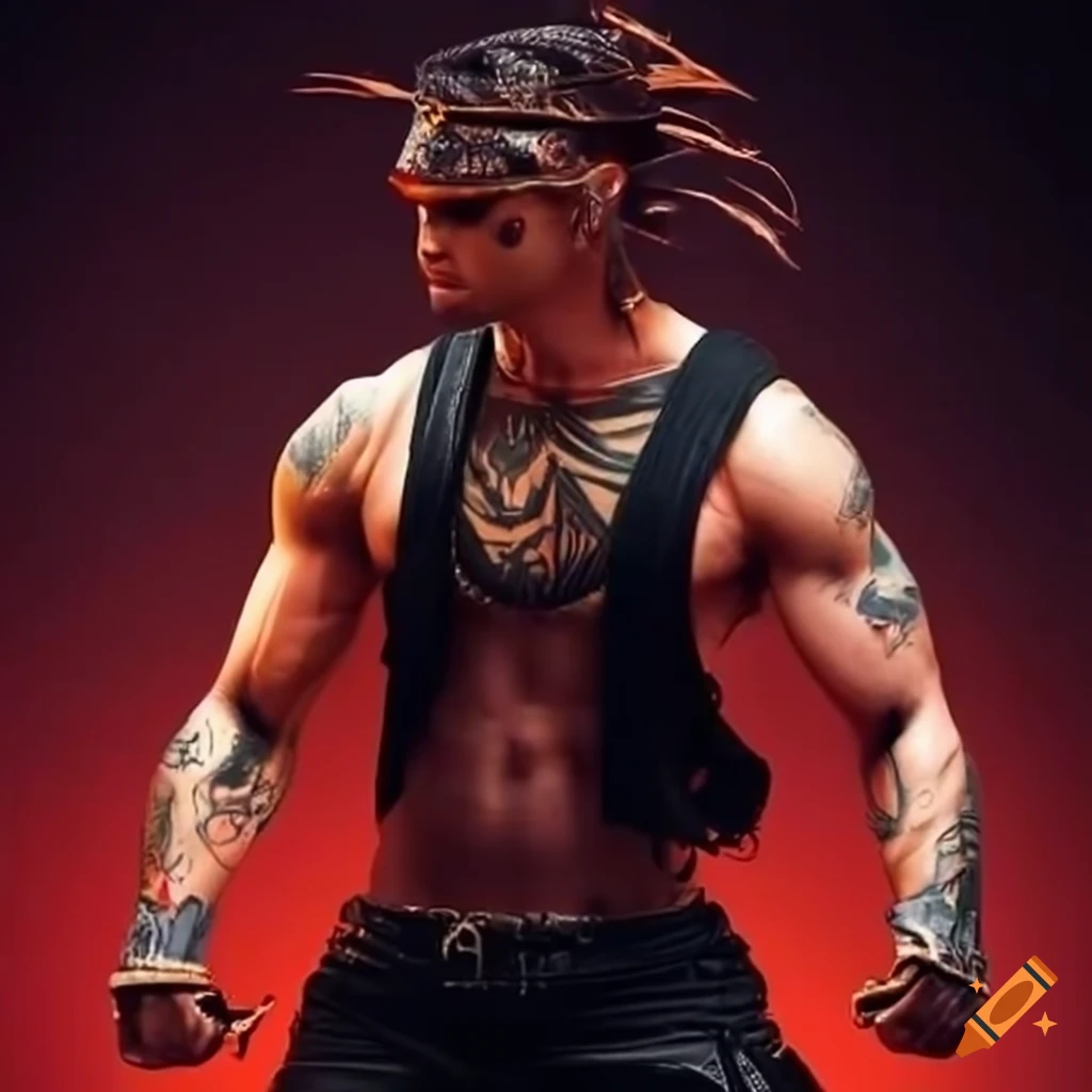 Outfit for a muscular singer with tribal tattoos: black leather jacket ...