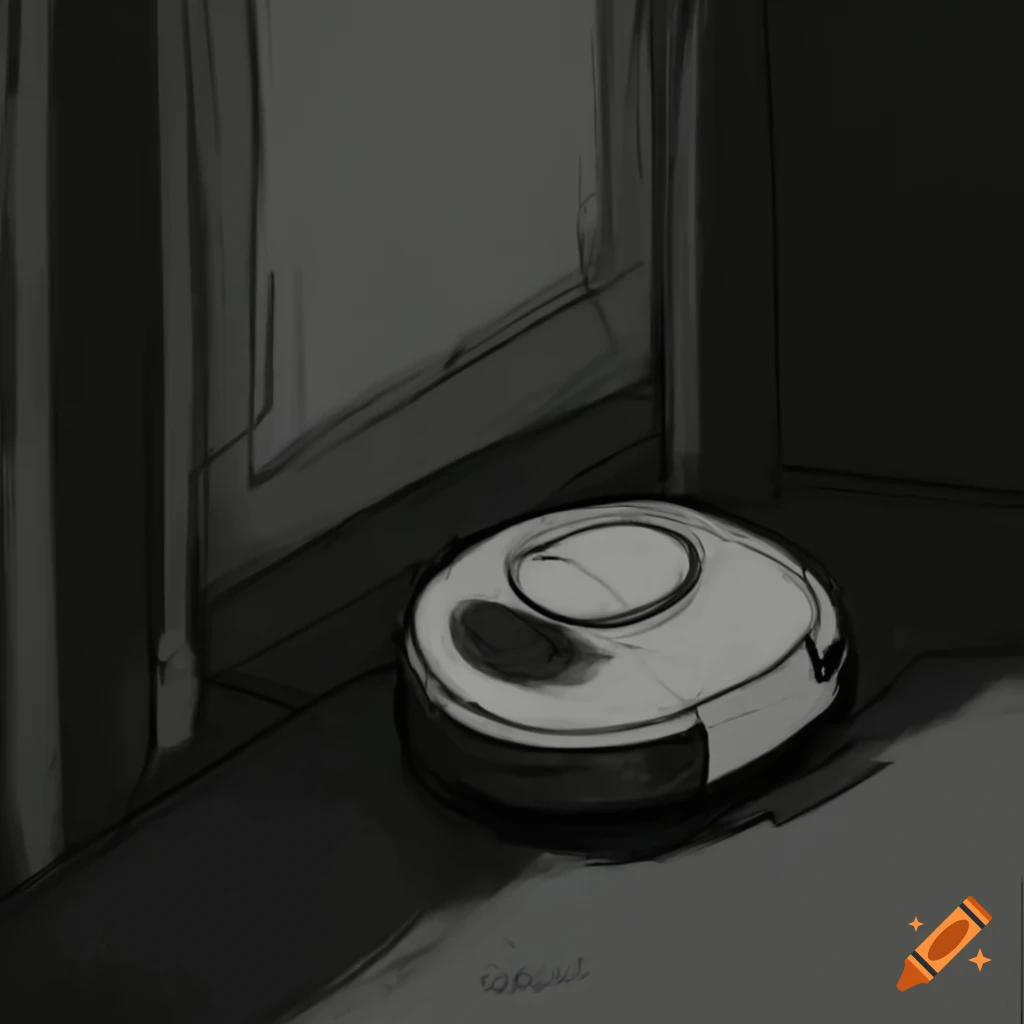 Robot vacuum cleaner in a dark art gallery on Craiyon