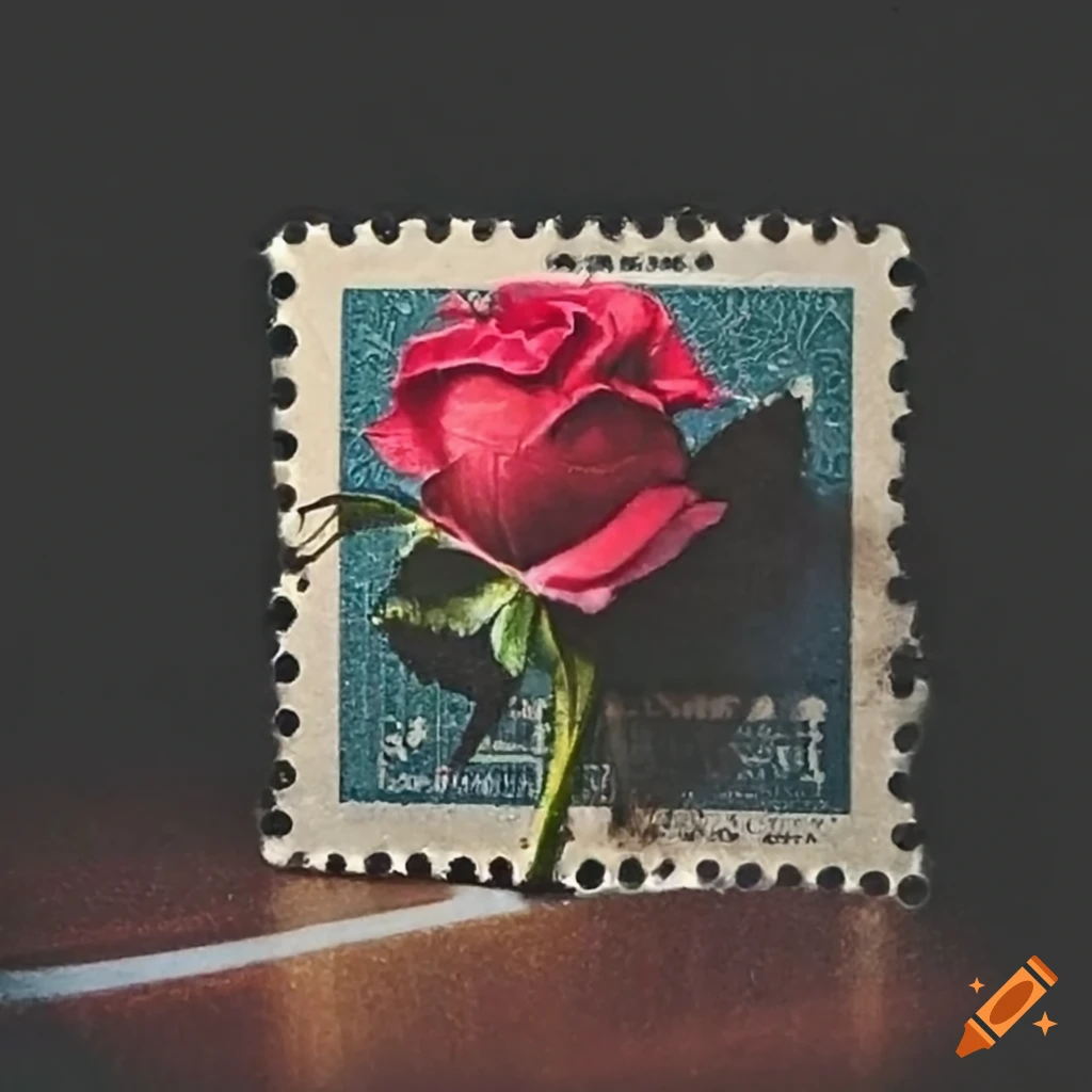 Postage stamp with rose on Craiyon