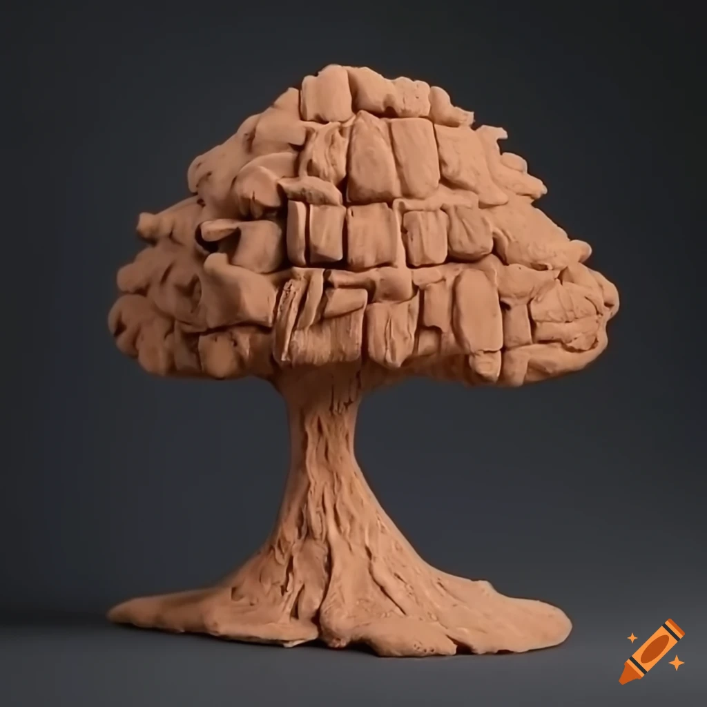 Clay model of a tree on Craiyon