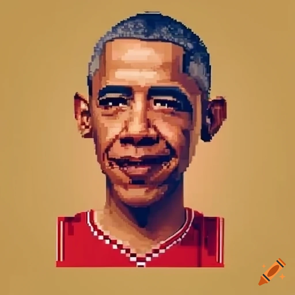 8-bit obama wearing a chicago bulls jersey on Craiyon