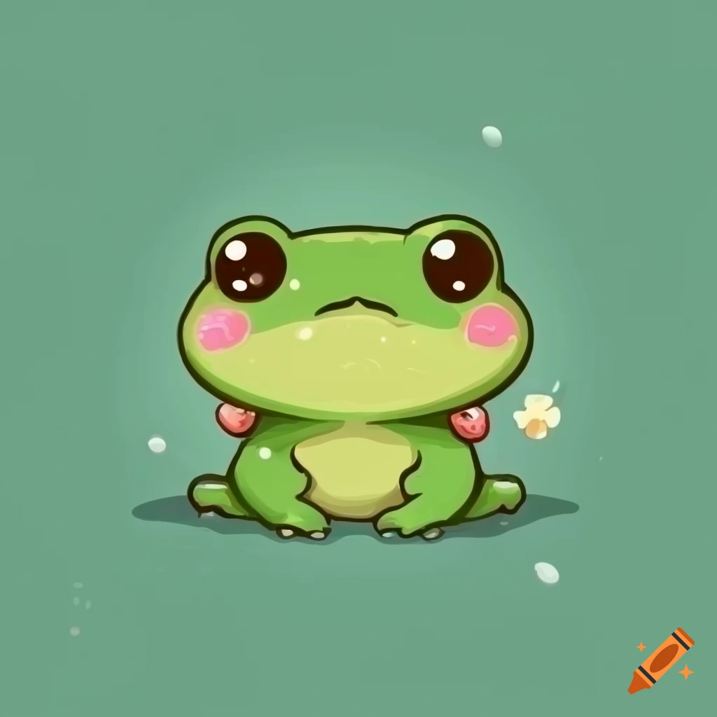 Adorable chubby frog character with twinkling eyes for illustrations on ...