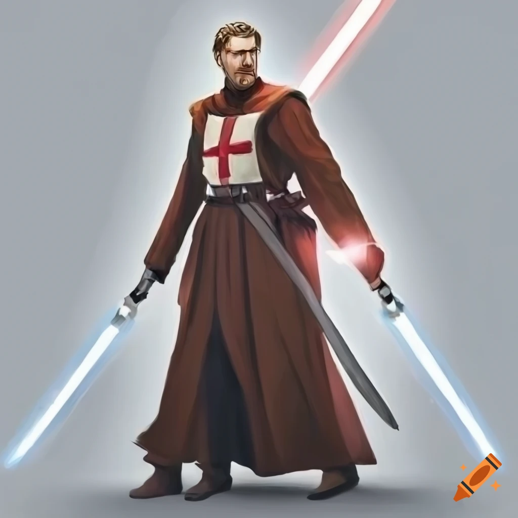 Epic battle between Obi Wan Kenobi and Griffith de Berserk with glowing ...