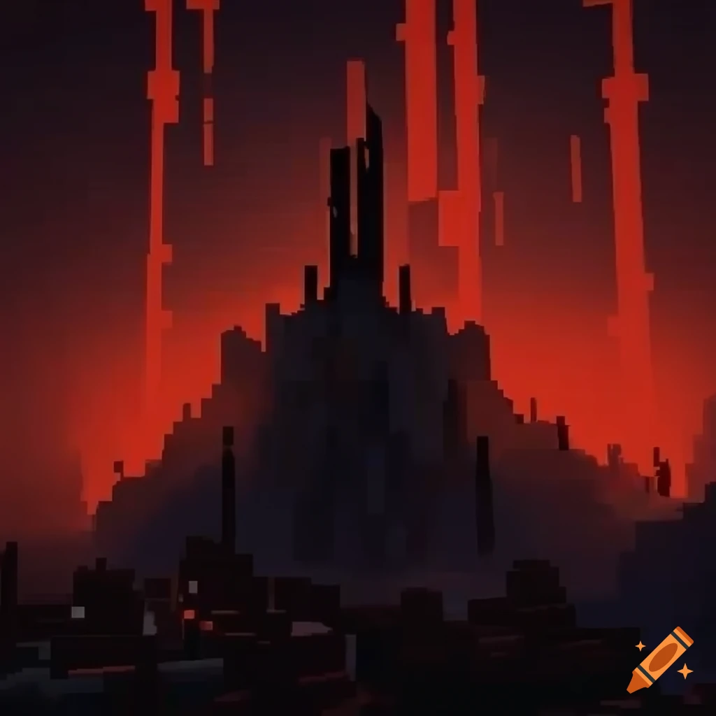 Underworld landscape with a Minecraft character in foreground on Craiyon