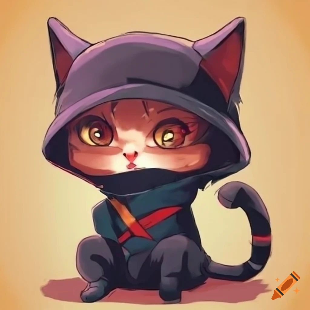 Ninja cat looking cute on Craiyon