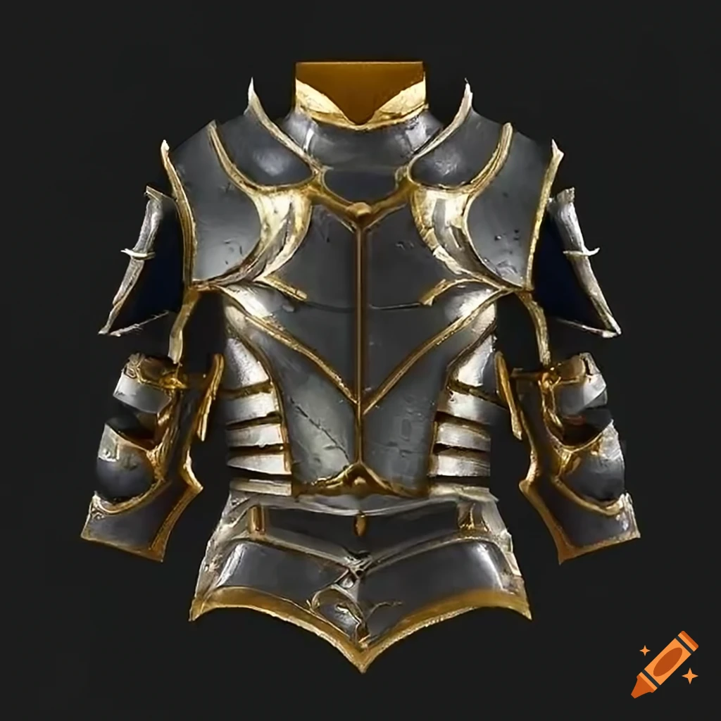 Front view of adorned magic armor on Craiyon