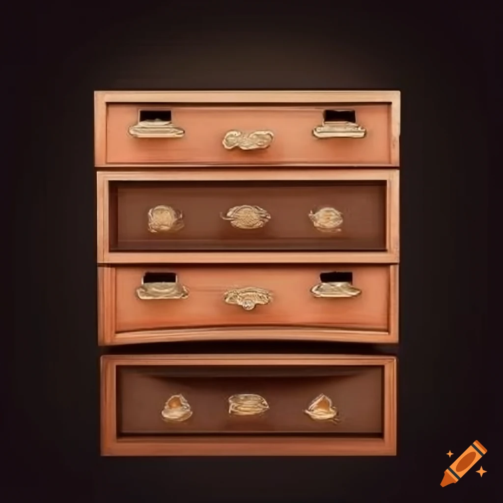 Vintage drawer front view in 2d on Craiyon