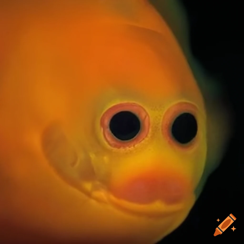 Orange blob fish with green spots on Craiyon