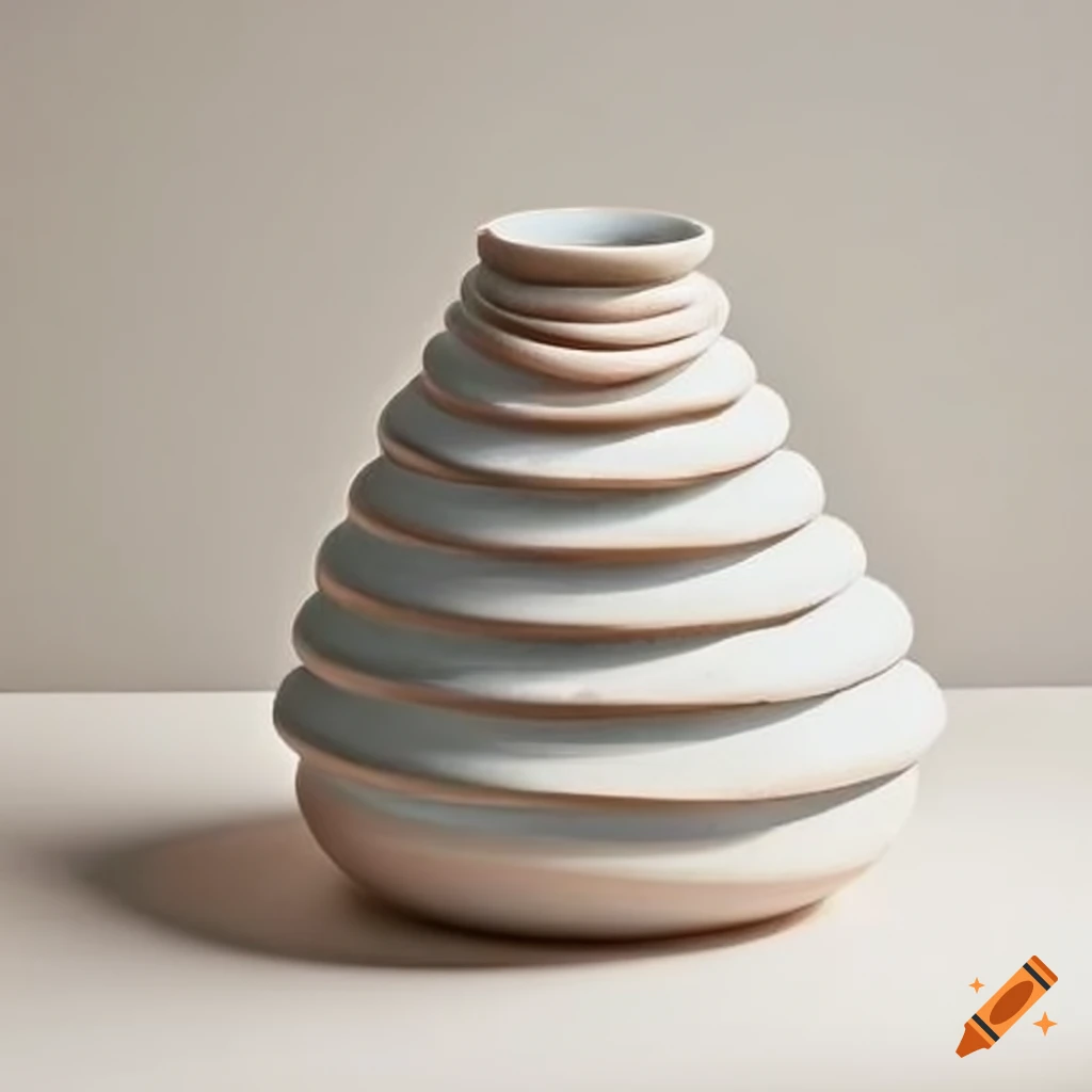 Whimsical cloud-like wheel thrown ceramic form on Craiyon