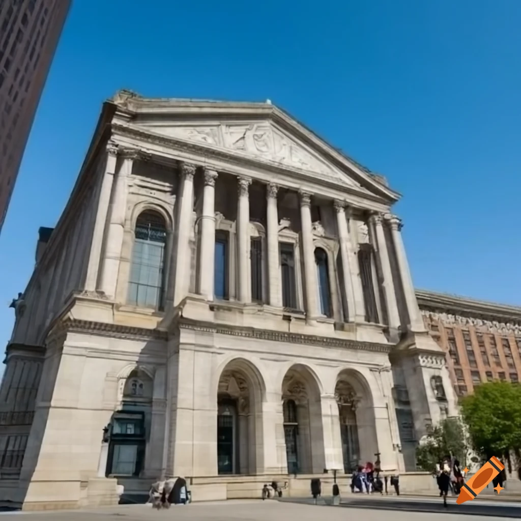 Brooklyn museum building view from a 3/4 angle on Craiyon
