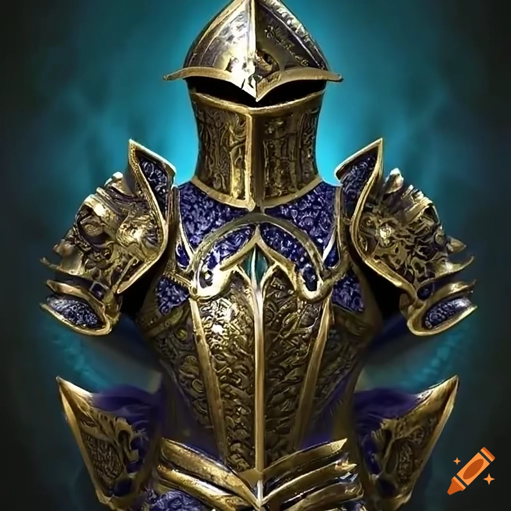 Front view of adorned magic armor on Craiyon