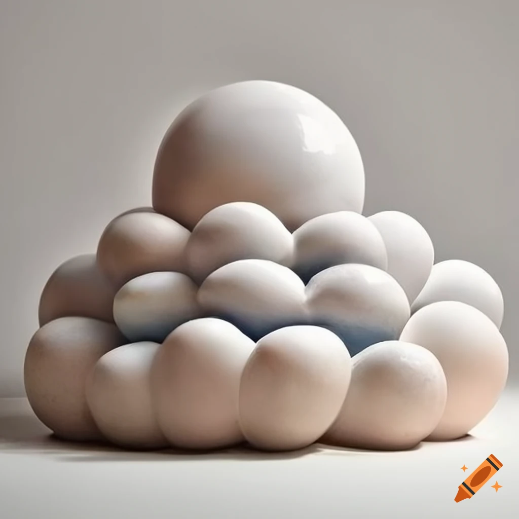 Whimsical cloud-like wheel thrown ceramic form on Craiyon