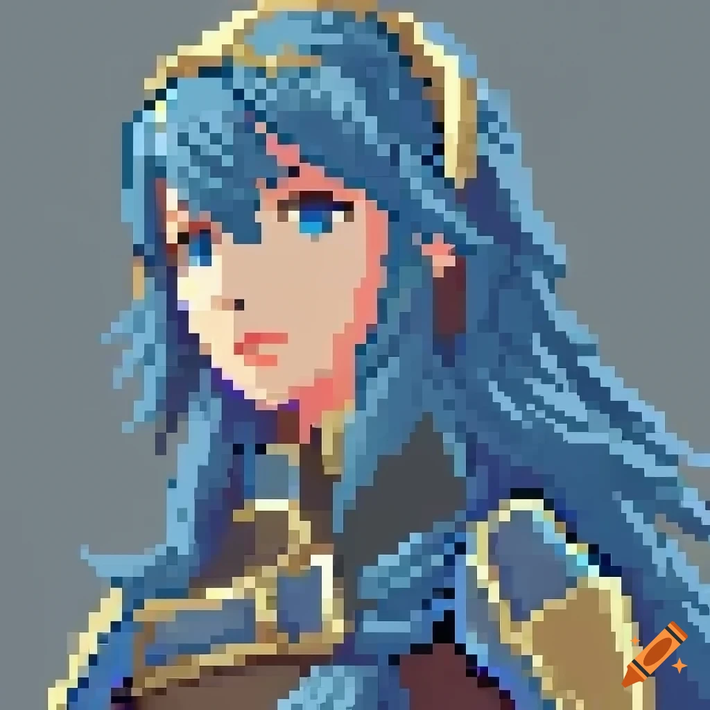 Pixel art portrait of lucina from fire emblem with detailed features on ...