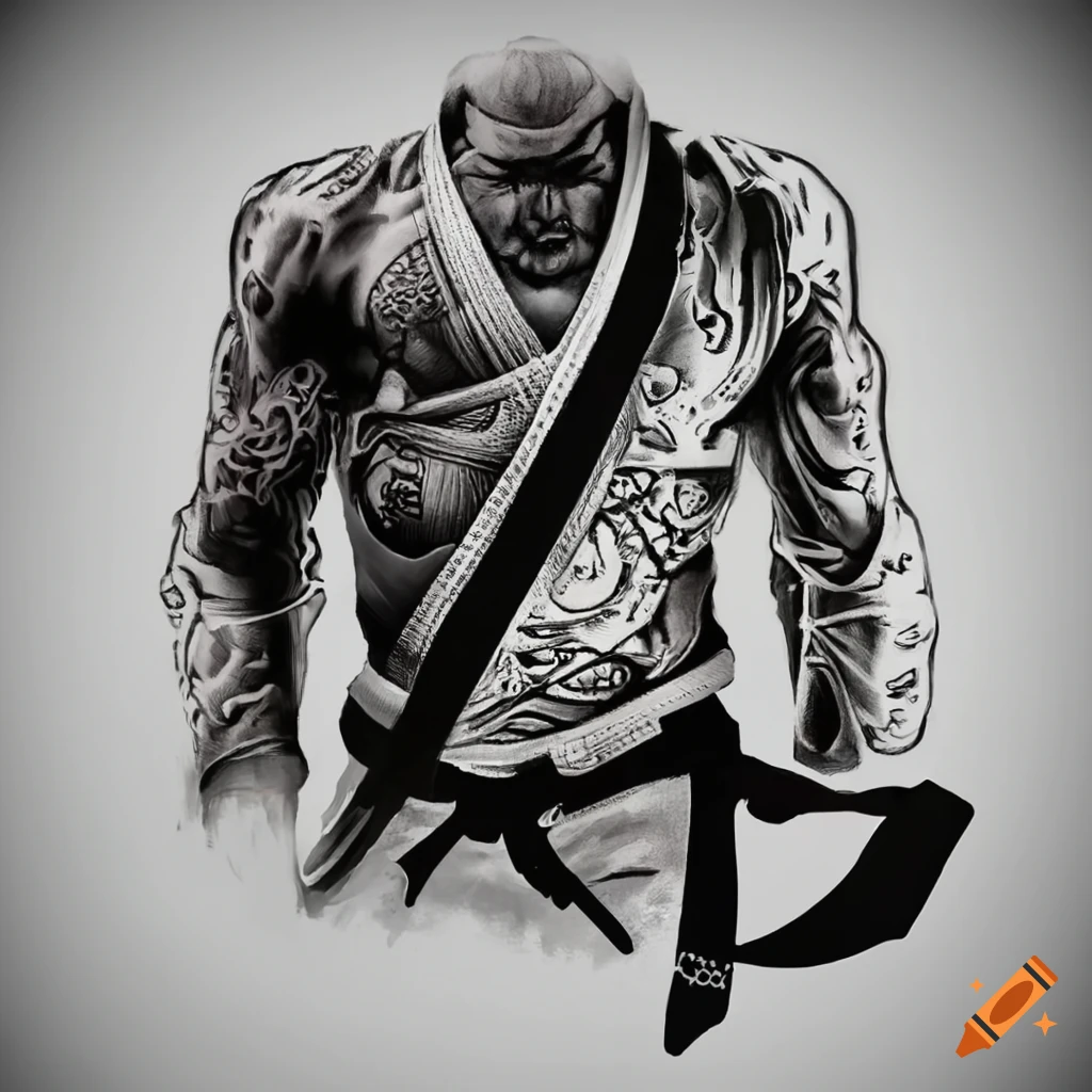 Jiu-jitsu belts tattoo stencil design on Craiyon