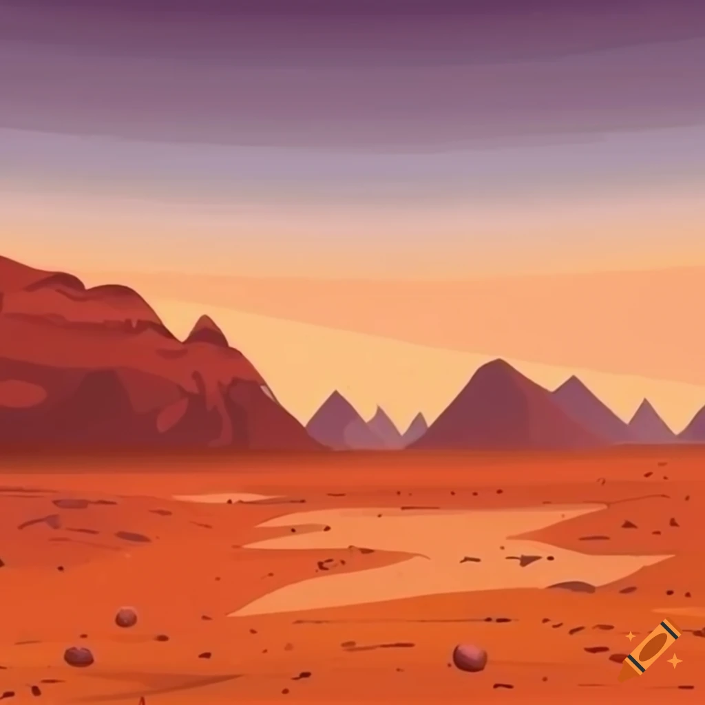 Cartoon mars landscape on Craiyon