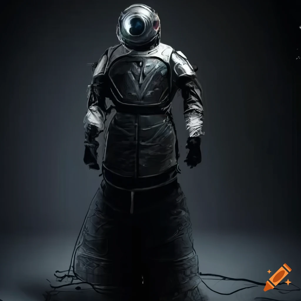 Gothic astronaut space-knight in a futuristic spacesuit with knight ...
