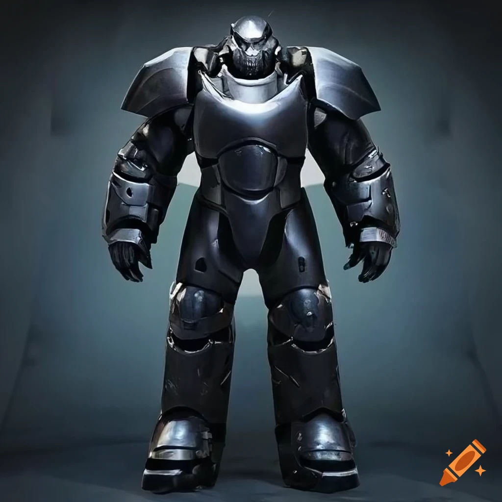 Power armor made of black obsidian crystals with jet pack turbines on ...