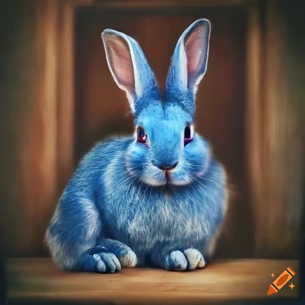 Photorealist blue rabbit in a bar on Craiyon