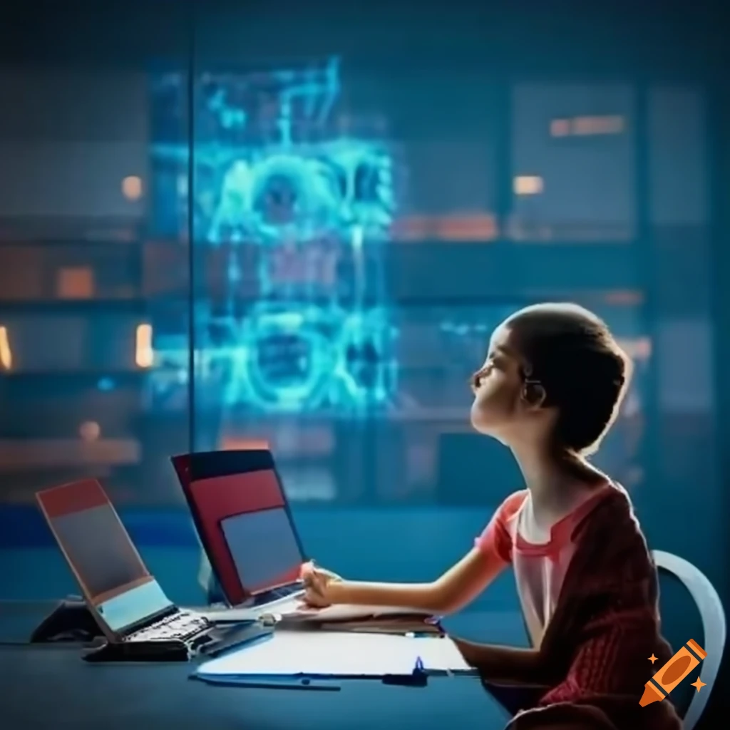 Students learning through ai on Craiyon