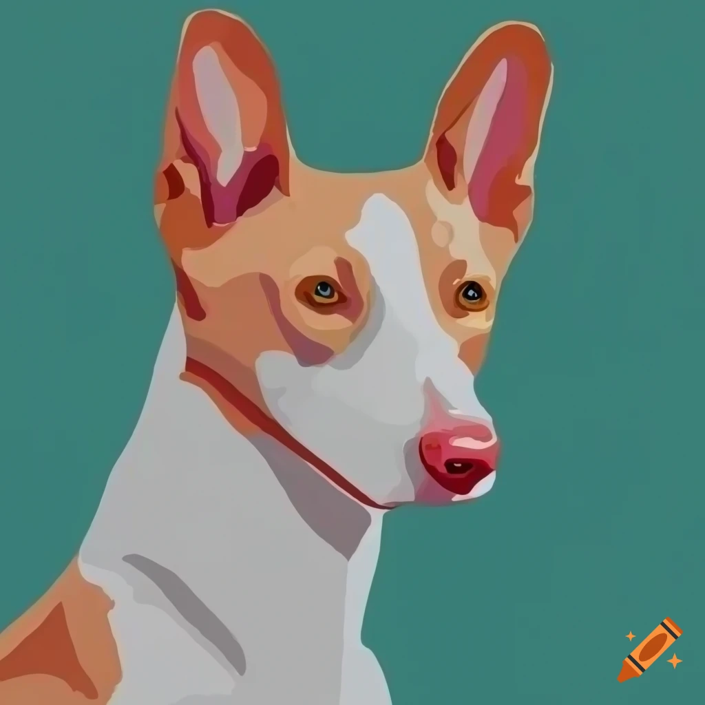 Minimalistic modern color blocks with a line drawing of a Podenco ...