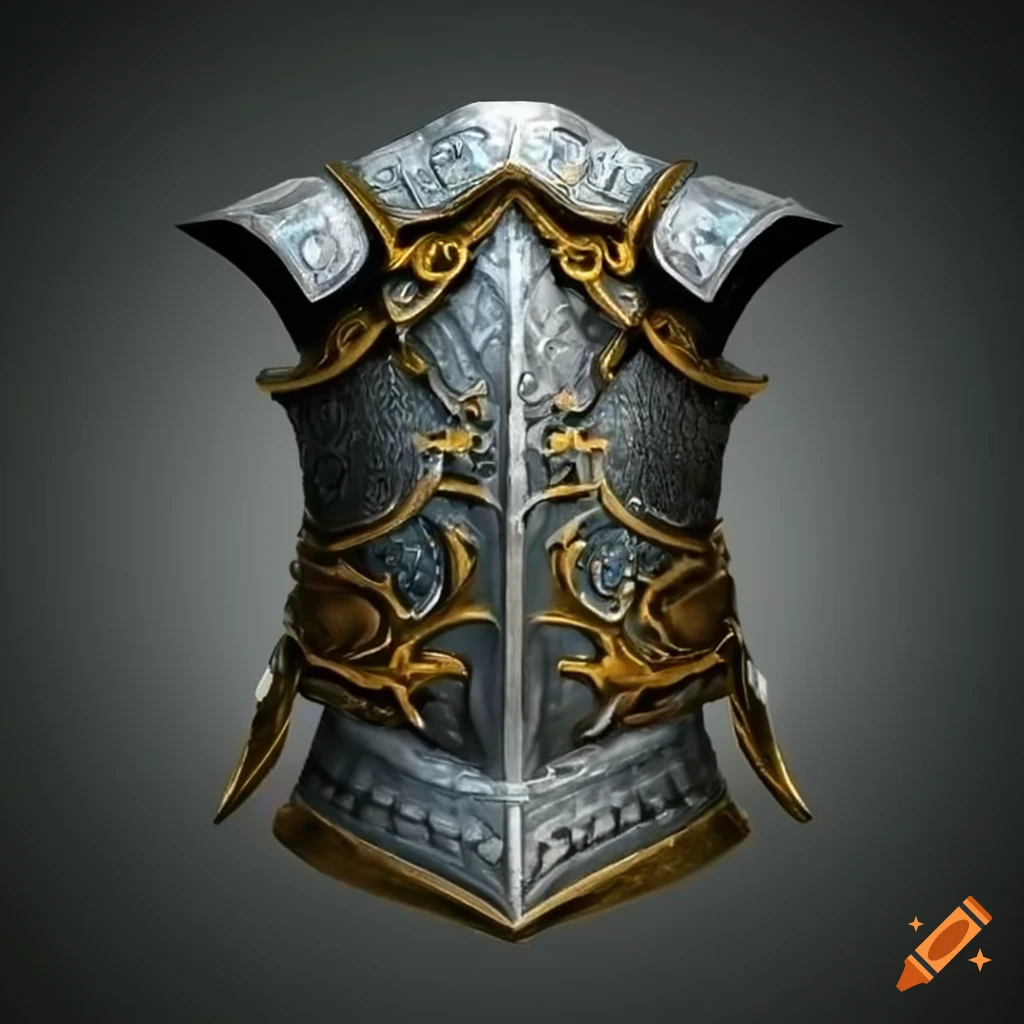 Front view of decorated magic armor on Craiyon