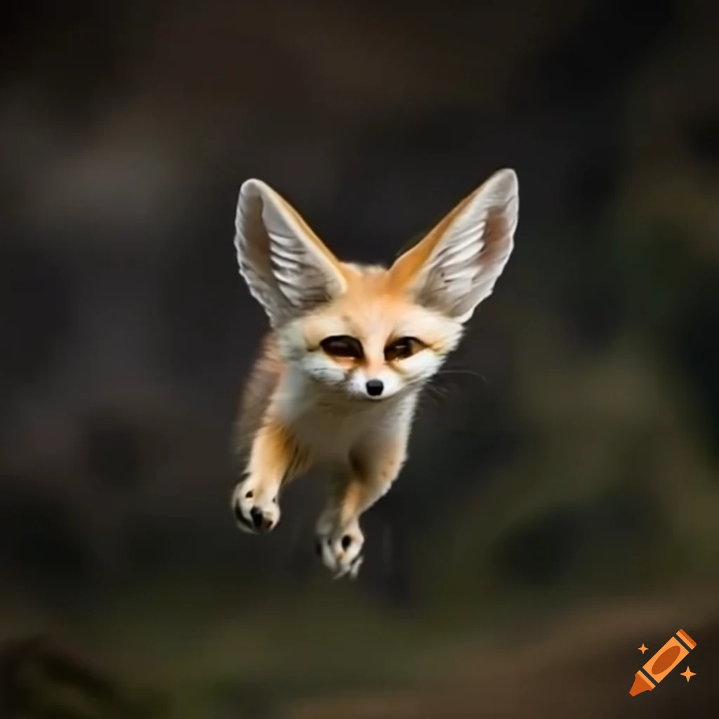 Flight of a mystical fennec fox spiritual creature on Craiyon