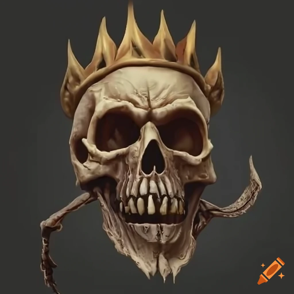 Eldritch skeleton horror creature with a tall crown on Craiyon