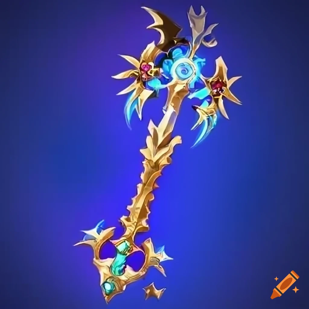Sapphire flower keyblade on Craiyon