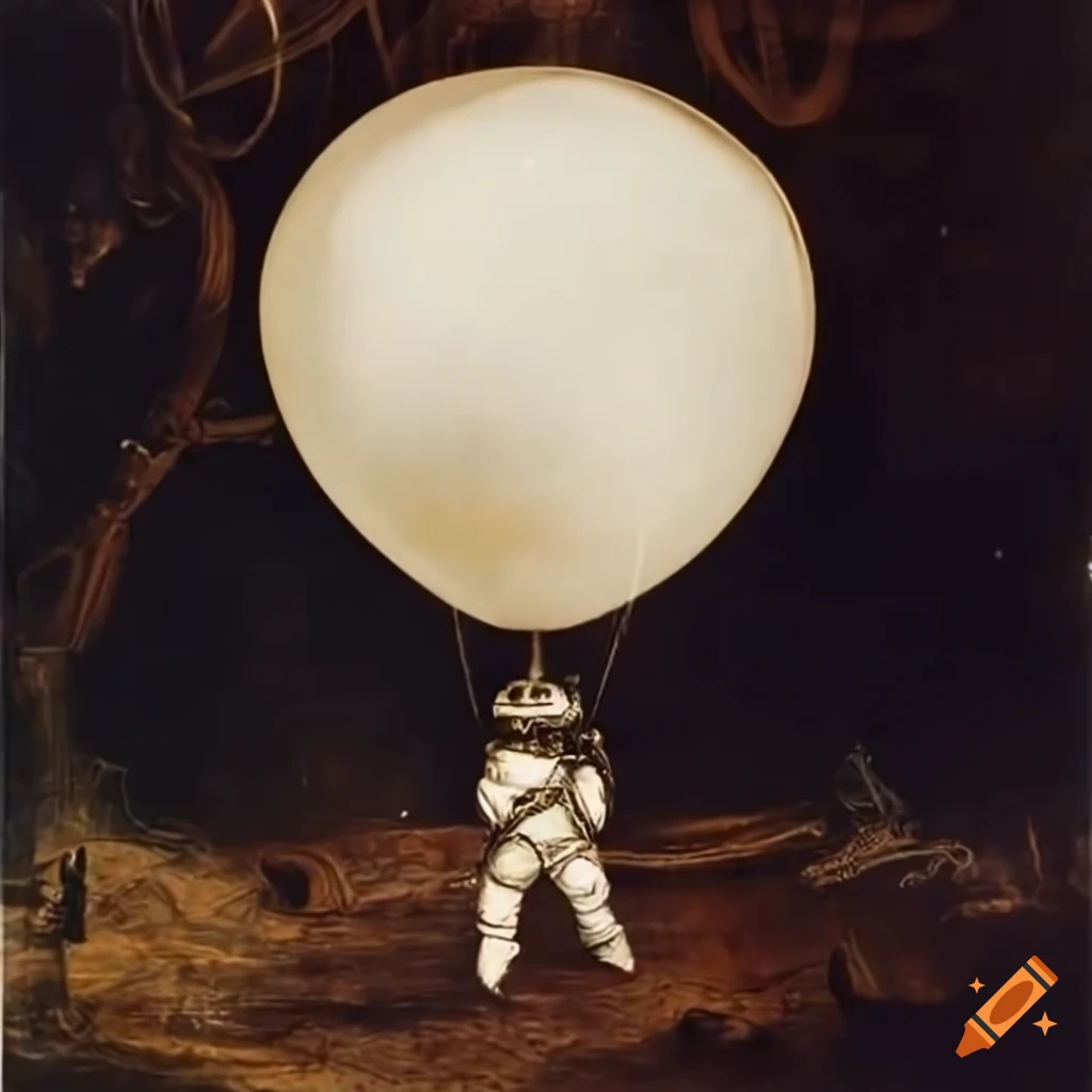 Victorian orphan astronaut trapping a wasp in a balloon with intricate ...