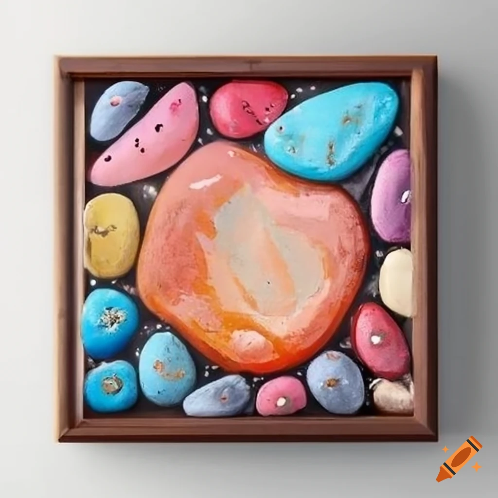 Square painted rock frame on Craiyon