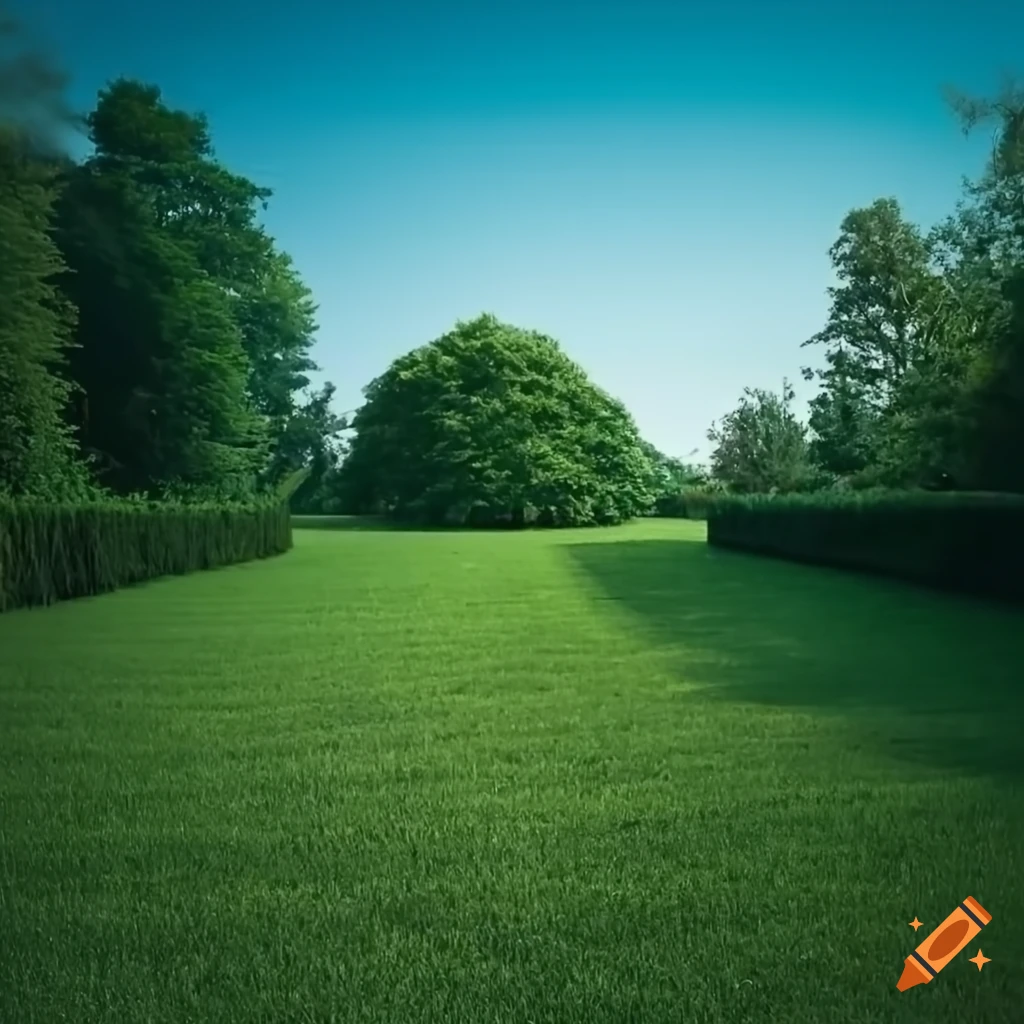 Big empty garden field in a realistic photo on Craiyon